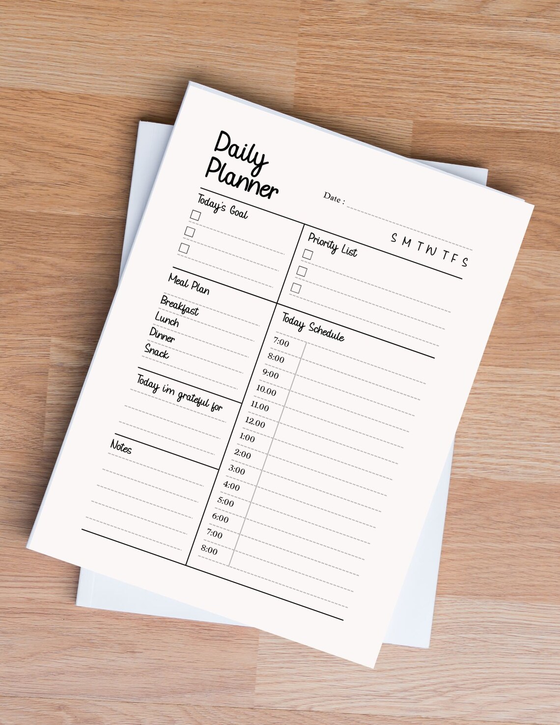 Daily Planner Printable Sheets - Etsy