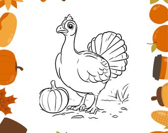 Happy Thanksgiving Turkey Coloring Sheet Download - Etsy