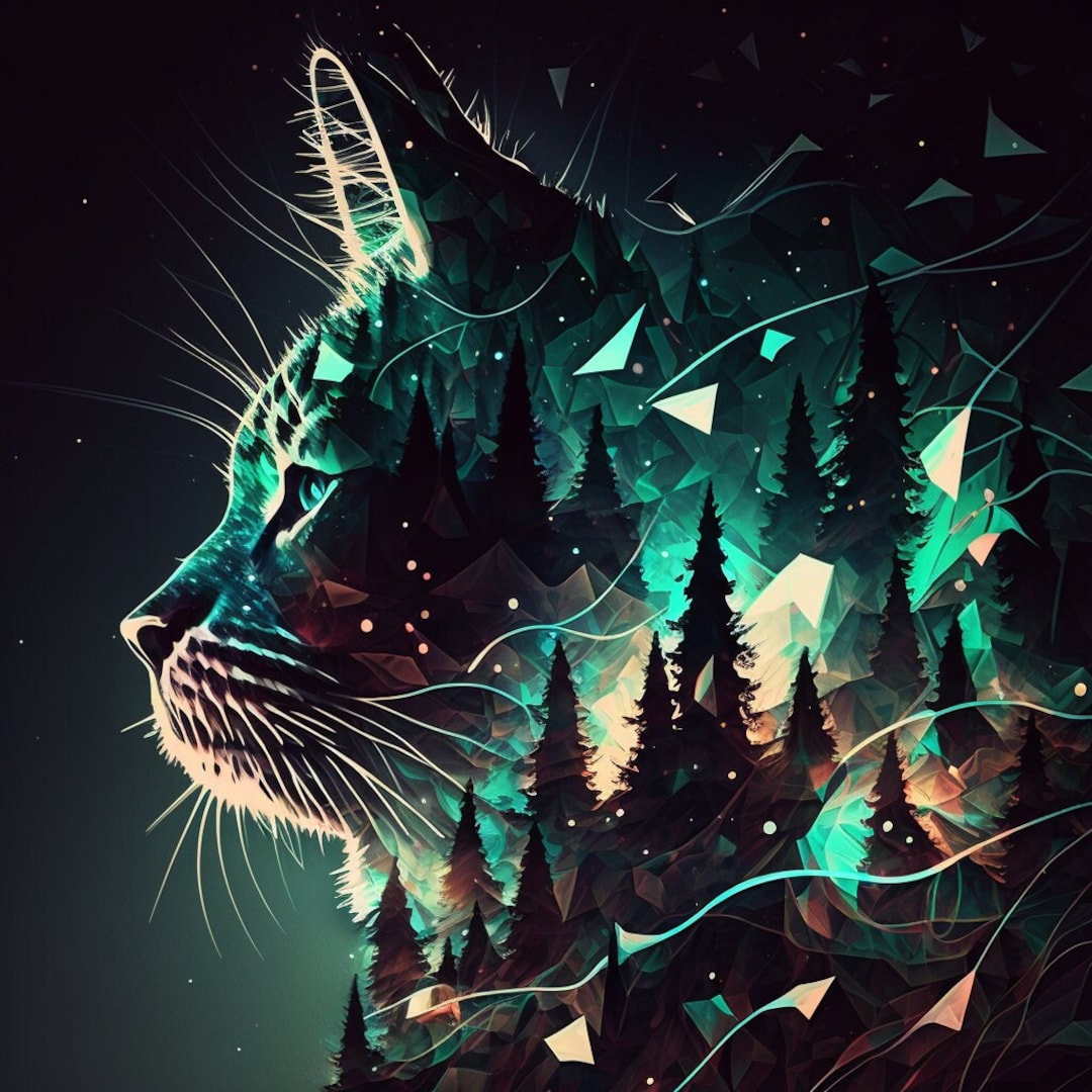 Abstract Cat Art, Cat Digital Art, Nature Abstract Art, Printable ...