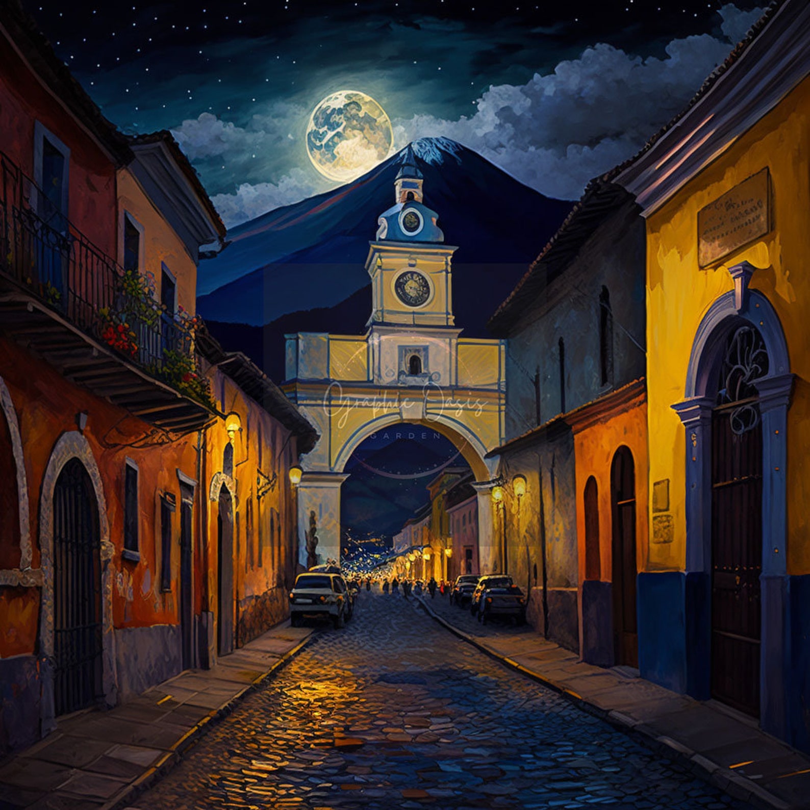 Antigua Guatemala Clipart, 50 Png, Van Gogh Style, Guatemala Art Print ...