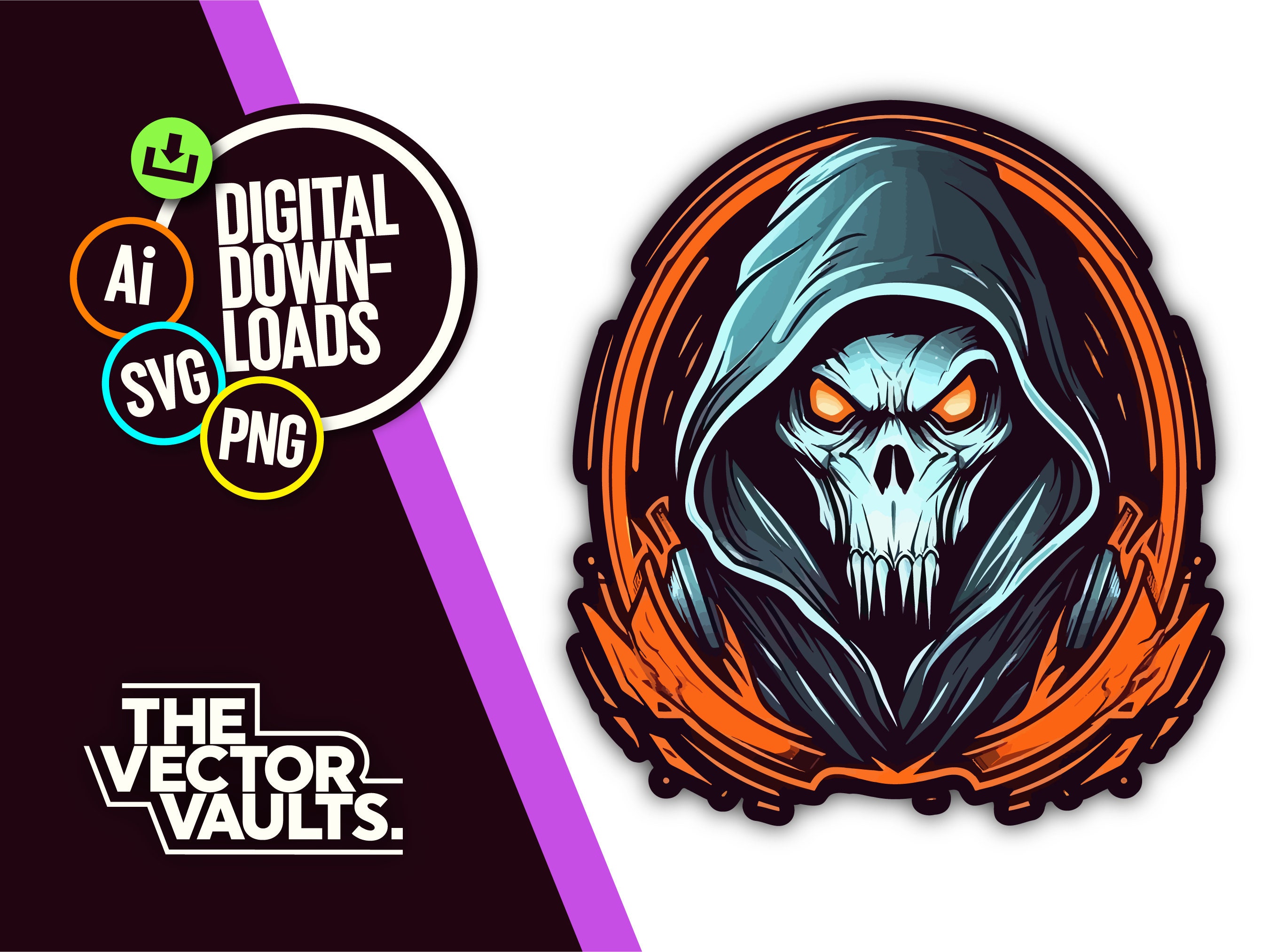 Grim Reaper Gamer Logo Digital Download SVG Ai PNG - Etsy