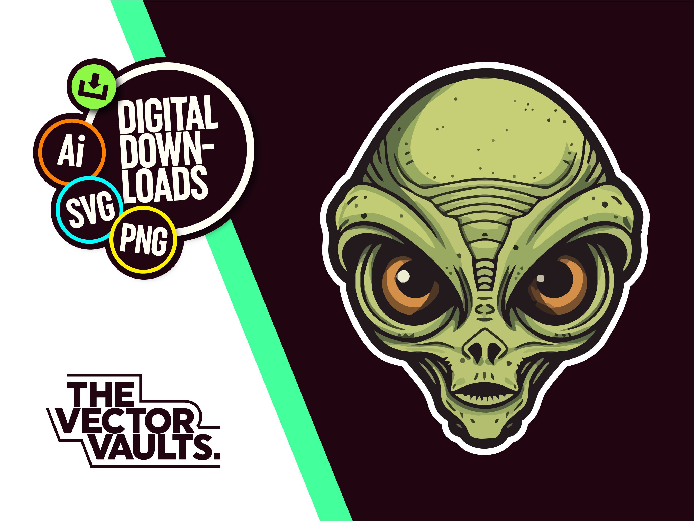 Alien Digital Download, SVG, Ai, PNG, Vector, Perfect for Stickers and ...