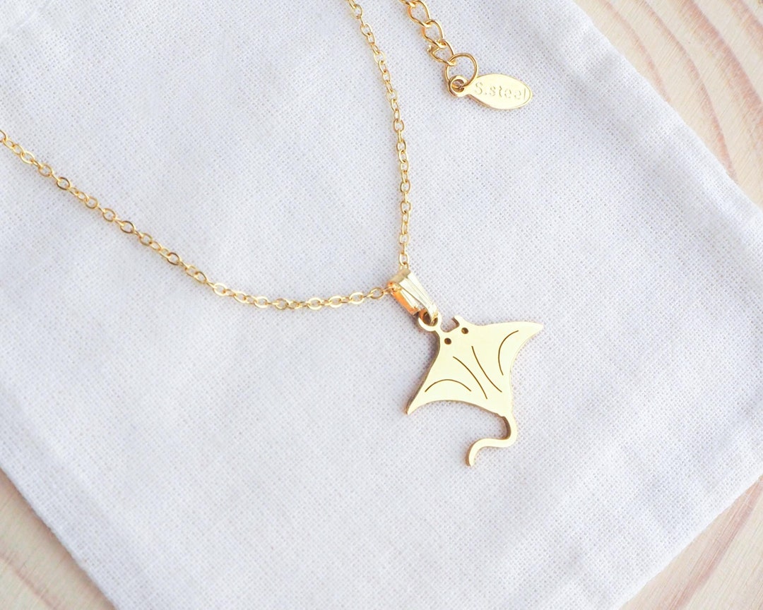 Gouden Ketting Mantarog Sierlijke 14k Vergulde Manta Minimalistische Op ...