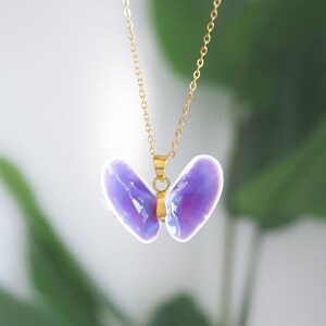 Purple Sea Butterfly Coquina Shell Gold Necklace - Handpicked Shell ...