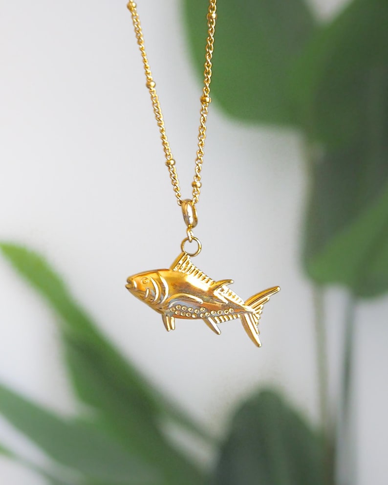 Tuna Fish Gold Necklace From Portugal 14k Gold Fish Charm Pendant ...