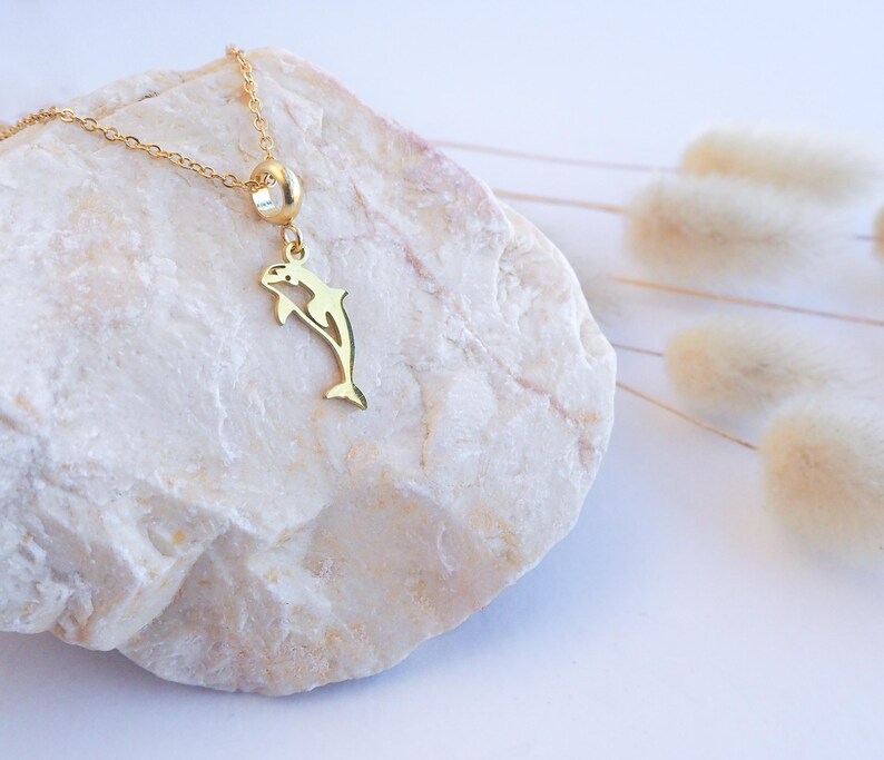 Gold Orca Necklace Killer Whale 14k Gold Plated Minimalistic Ocean ...