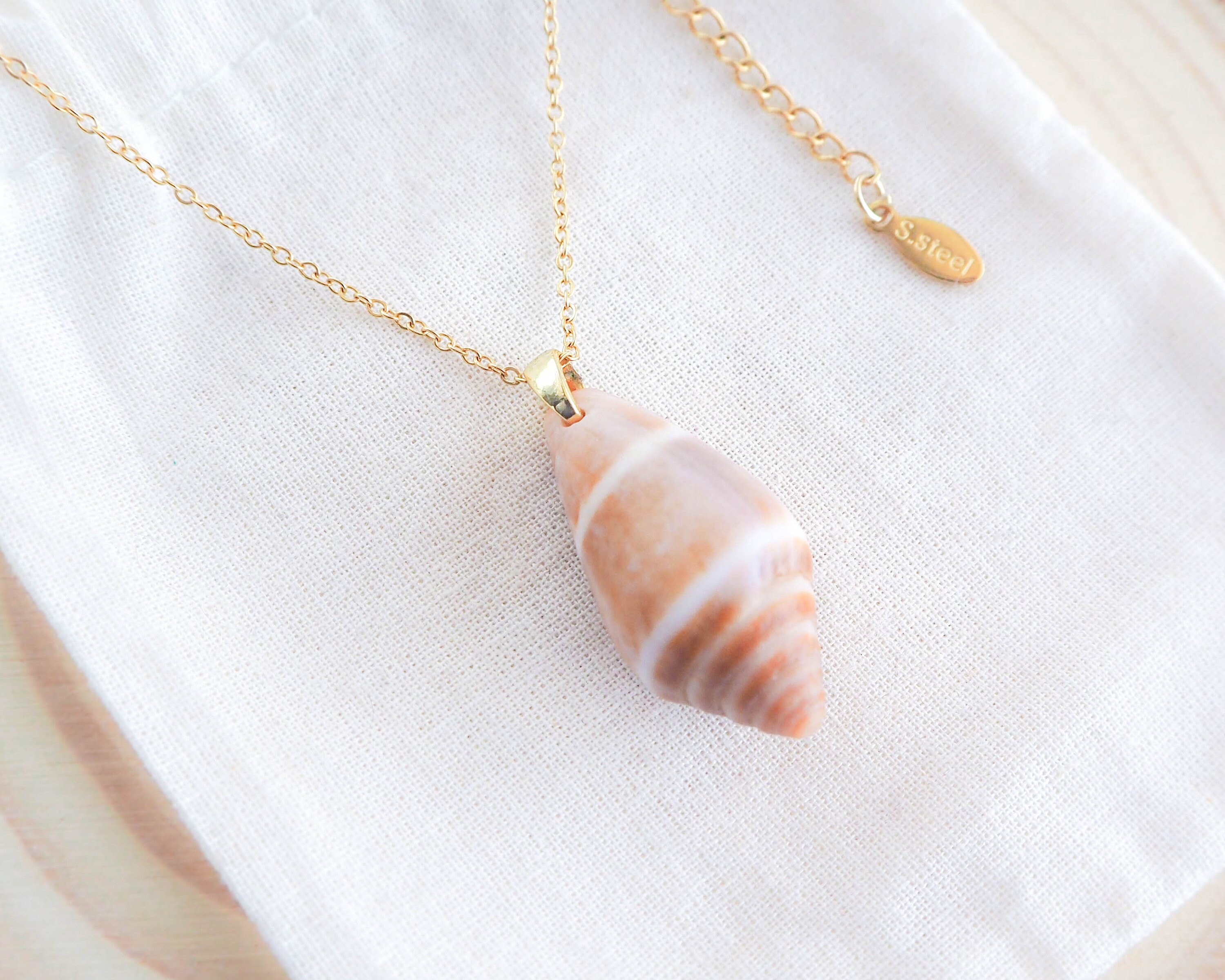Gold Cone Shell Necklace Real Shell Jewelry From Portugal Ocean ...