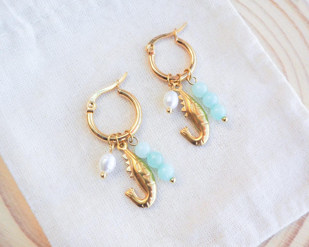 Gold Shrimp Trio Earrings, Shrimp Huggies With Freshwater Pearls and ...