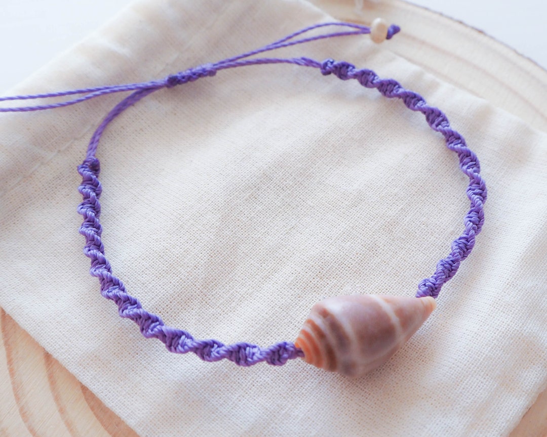 Cone Shell Bracelet, Hand Braided Shell Bracelet, Real Mediterranean ...