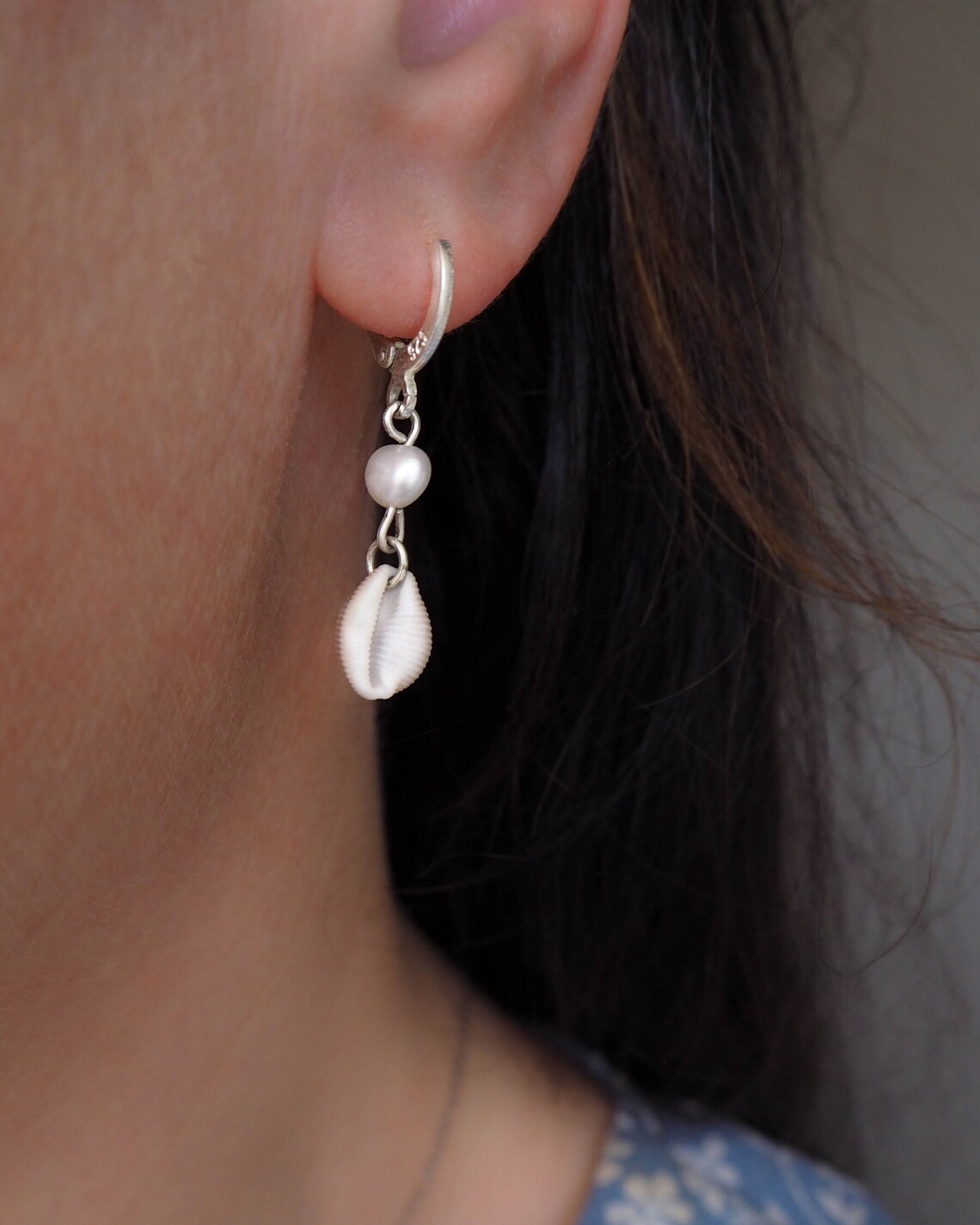 Coastal Chic: Portuguese Cowrie Shell Pearl Earrings With 925 Silver ...