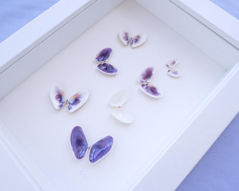 Purple Seashell Butterfly Art From Portugal | Coastal Home Wall Decor ...