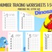 50 DINOSAUR THEME Number Tracing Worksheets, Traceable Numbers, 1-50 ...