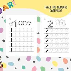 50 Number Tracing Worksheets, DINOSAUR THEME Traceable Numbers, 1-50 ...