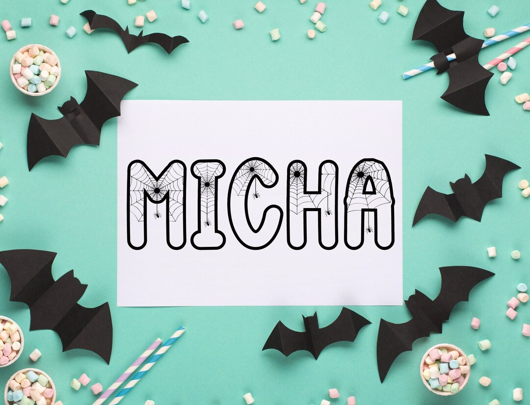 Halloween Coloring Pages Personalized Name Spider Web - Etsy