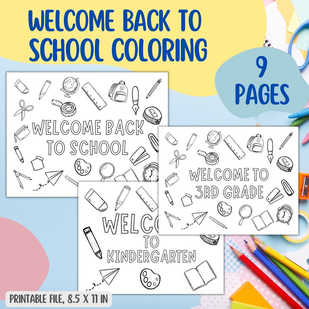 Back to School Coloring Pages, Printable Gift for Students, Welcome ...
