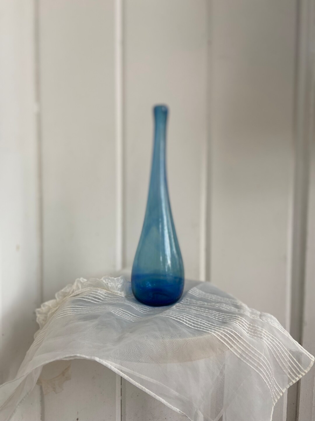 MCM Mid Century Modern Vintage Blown Glass Blue Bud Vase - Etsy