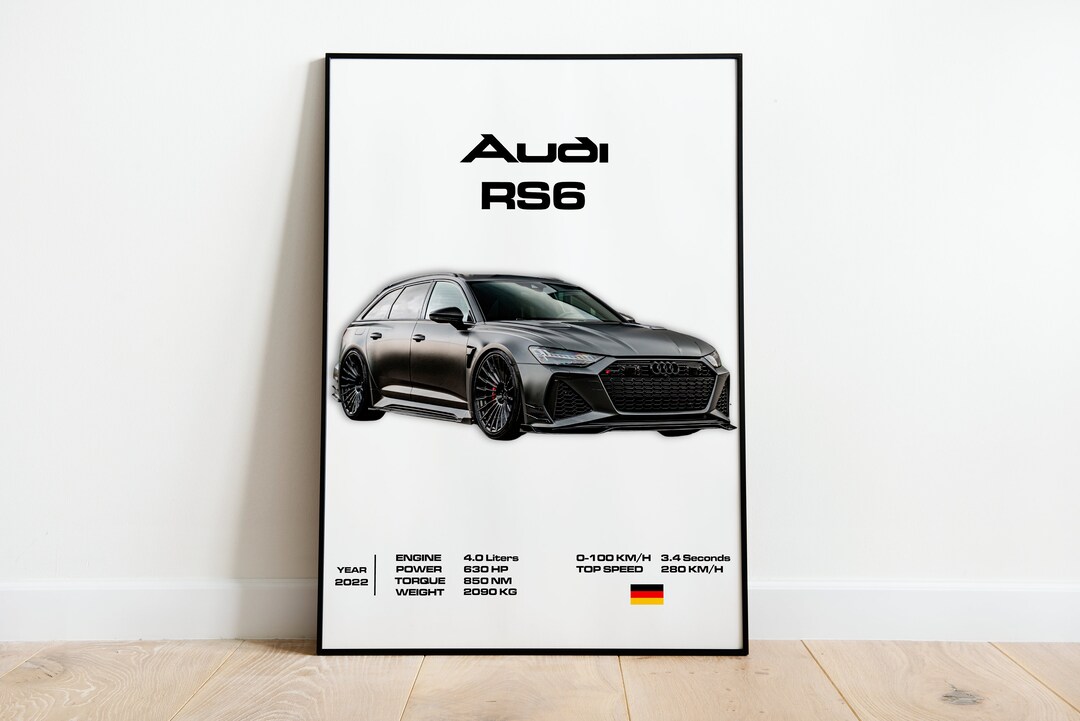 Vintage Audi RS6 Poster Classic Audi RS6 Wall Art German Car Print ...