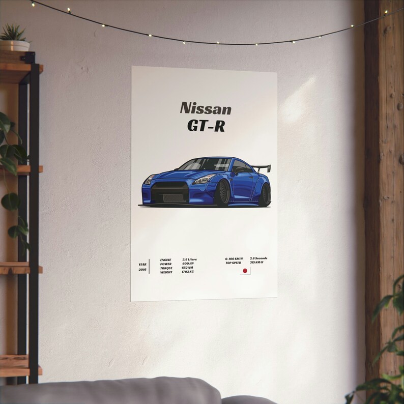 Nissan GT-R R35 Poster Vintage Car Art Classic Automotive Decor ...
