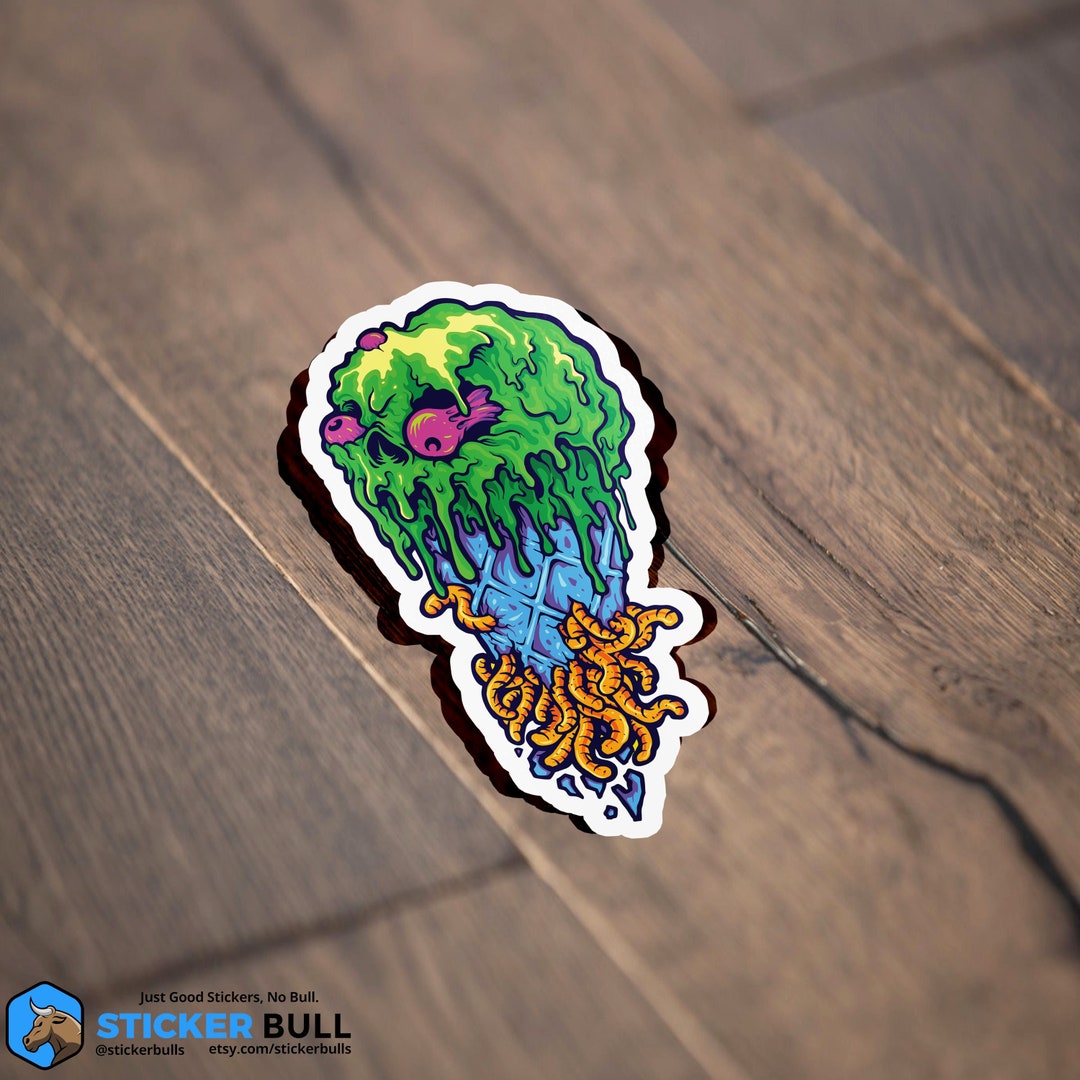 Zombie Cone Sticker, Drippy Ice Cream Sticker, Zombie Waterproof Vinyl ...