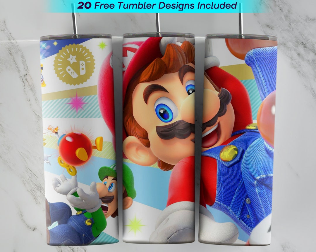 20 Oz Mario Tumbler Wrap, Mario Sublimation Design, 20 Oz Skinny ...