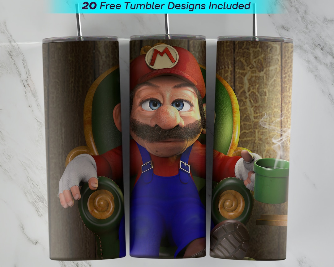 20 Oz Mario Tumbler Wrap, Mario Sublimation Design, 20 Oz Skinny ...