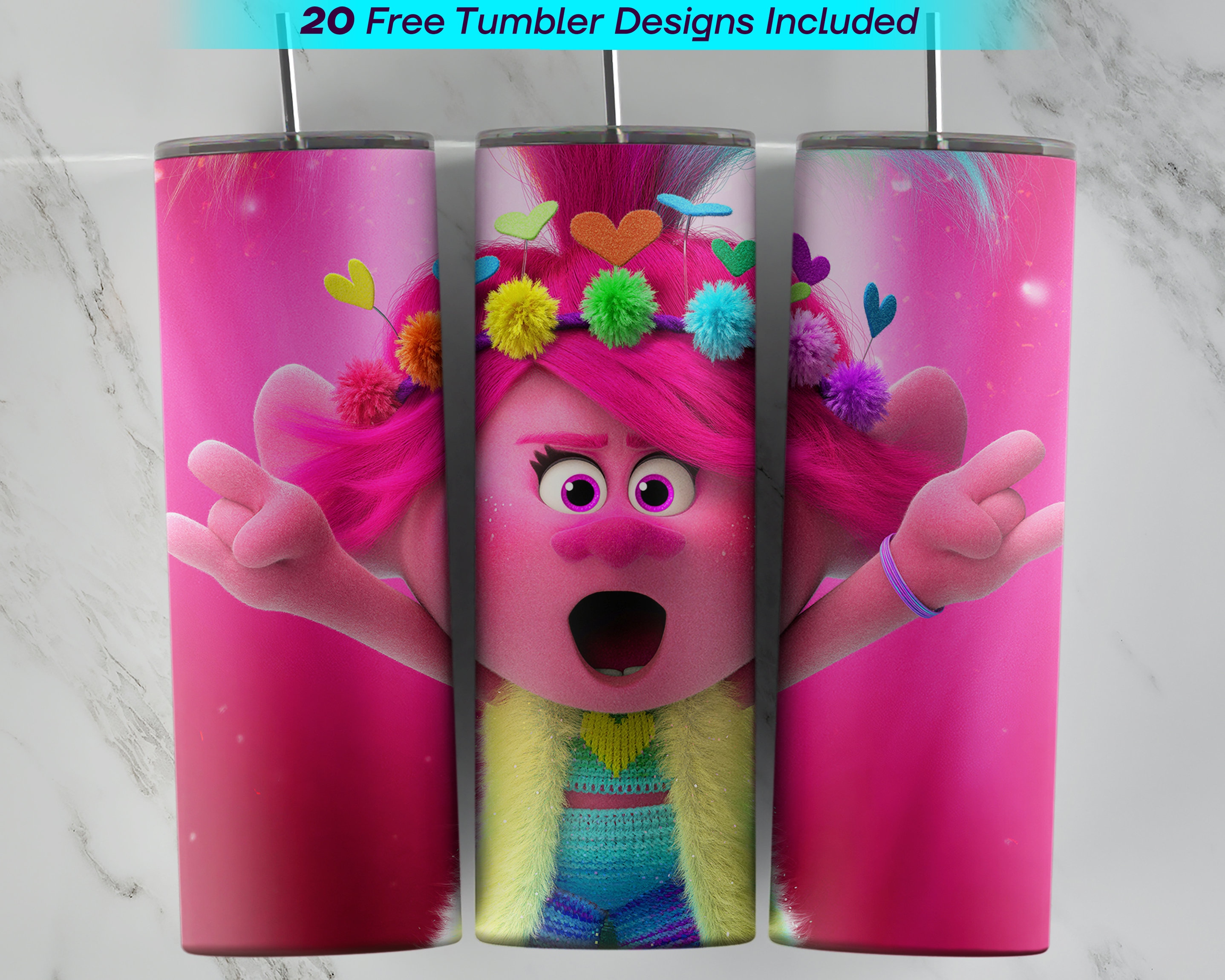 20 Oz Trolls Tumbler Wrap, Trolls Sublimation Design, 20 Oz Skinny ...