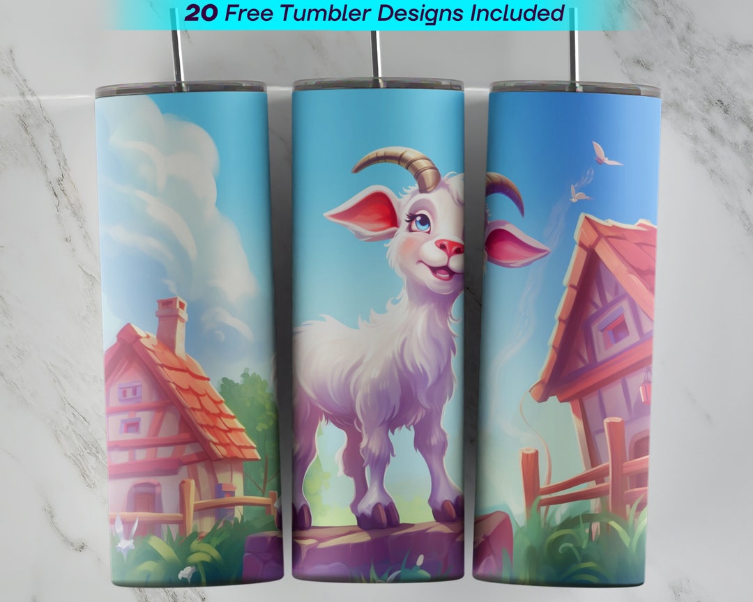 20 Oz Cute Goat Tumbler Wrap, Cute Goat Sublimation Design, 20 Oz ...