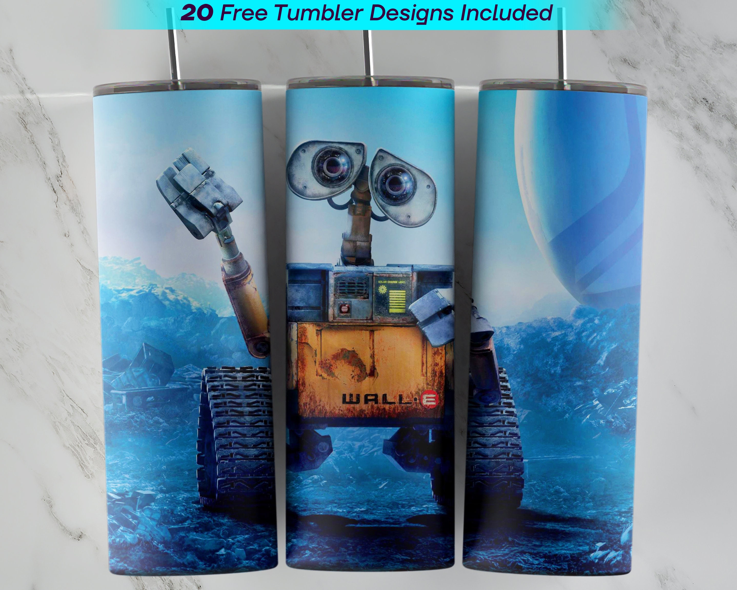 20 Oz Wall E Tumbler Wrap, Wall E Sublimation Design, 20 Oz Skinny ...