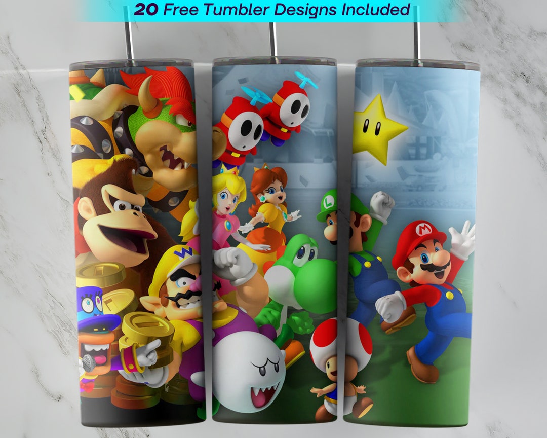20 Oz Mario Tumbler Wrap, Mario Sublimation Design, 20 Oz Skinny ...