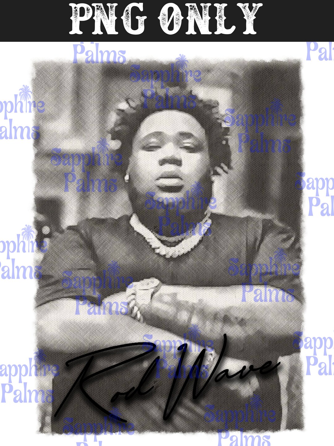 Rod Wave Signature Grayscale Canvas Newspaper Print PNG Design - Etsy