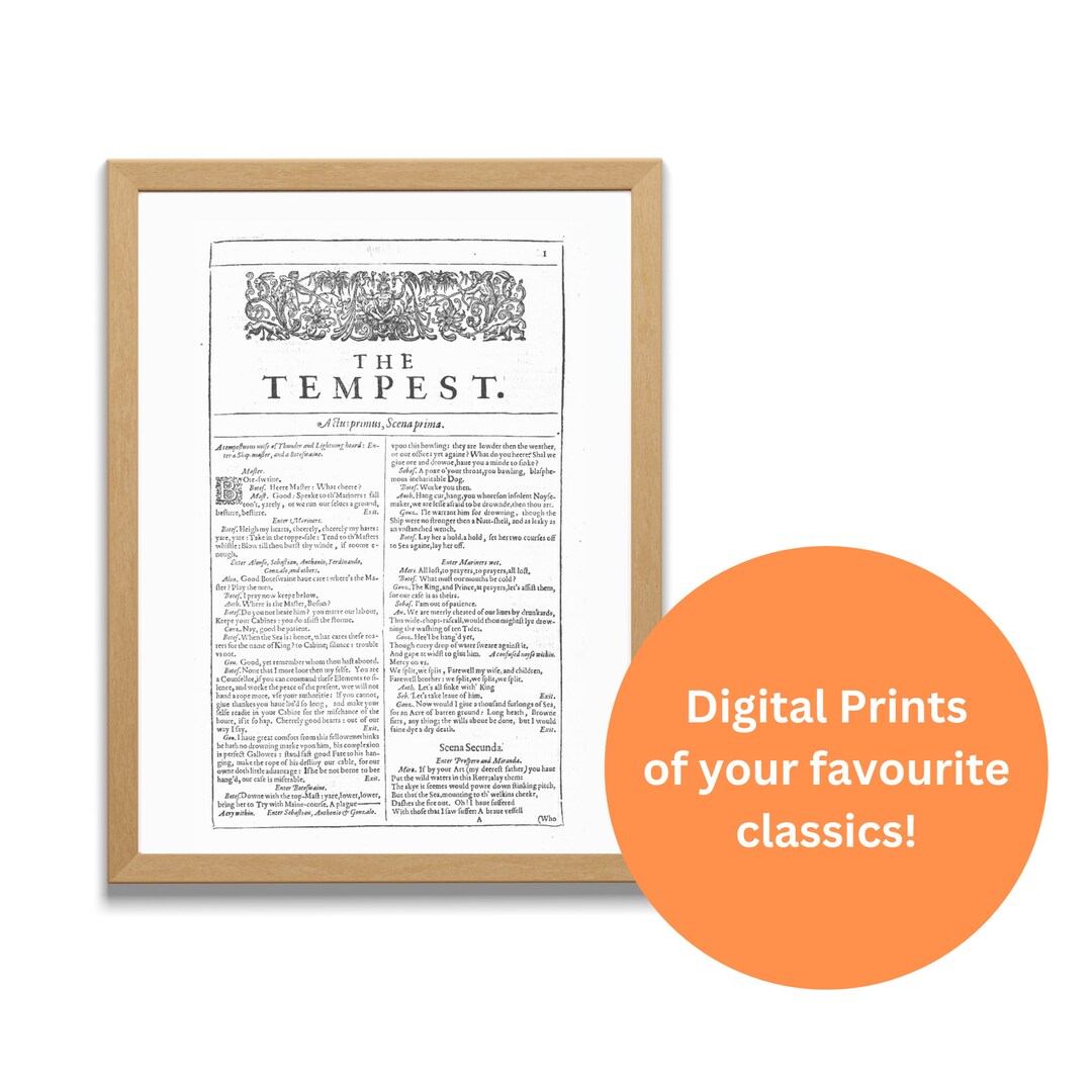The Tempest - Shakespeare Folio Print (digital Poster) - Etsy