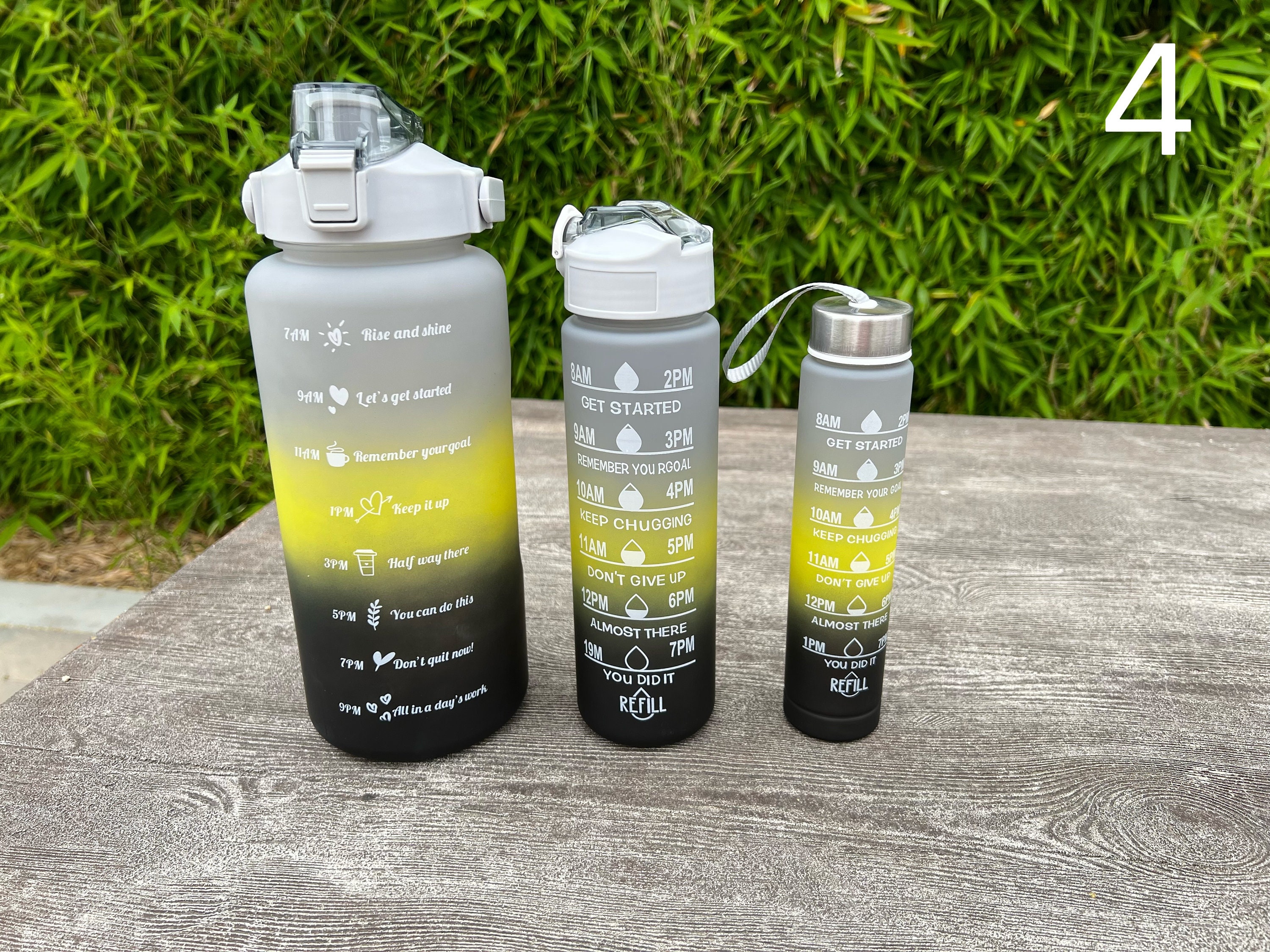 3-in-1 Half /0.3/ 0.1 Gallon Motivational Water Bottle With Straw ...