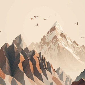 Printable Abstract Mountain Landscape Art | Aesthetic Decor DIGITAL ...