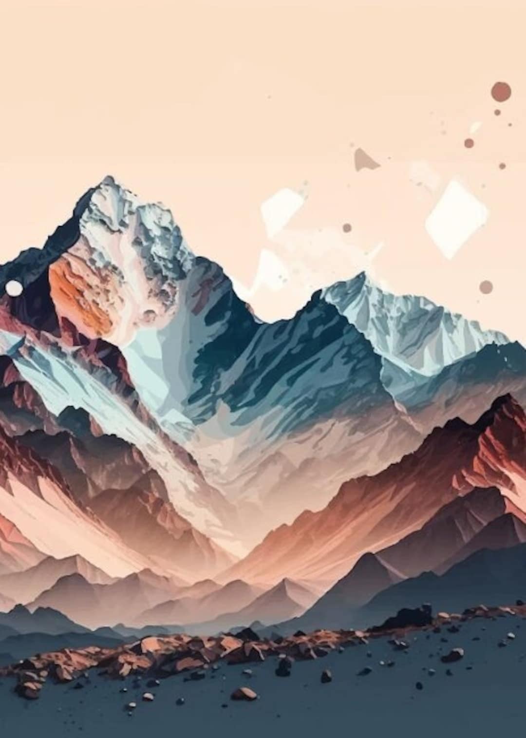 Printable Abstract Mountain Landscape Art | Aesthetic Decor DIGITAL ...