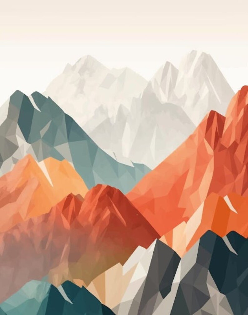 Printable Abstract Mountain Landscape Art | Aesthetic Decor DIGITAL ...