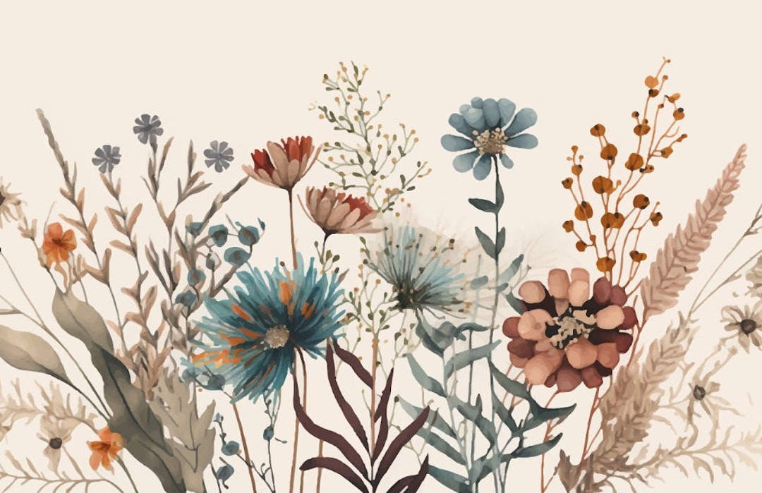 Printable Vintage Flower Landscape Art | Aesthetic Decor DIGITAL ...