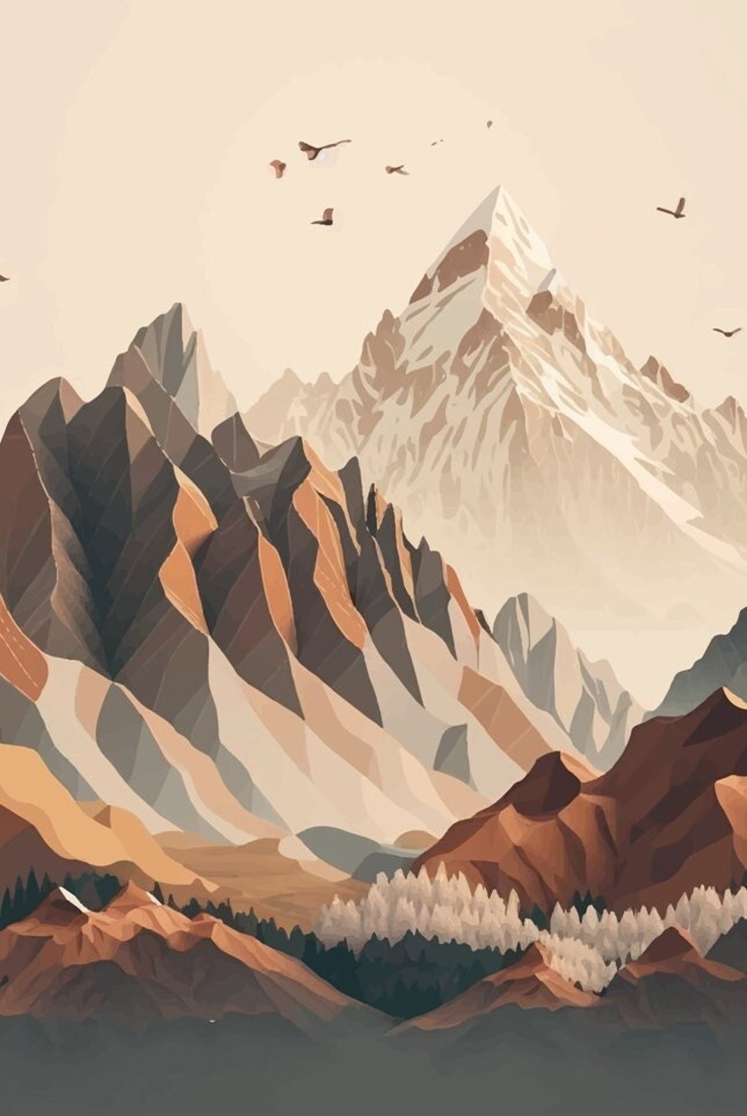 Printable Abstract Mountain Landscape Art | Aesthetic Decor DIGITAL ...