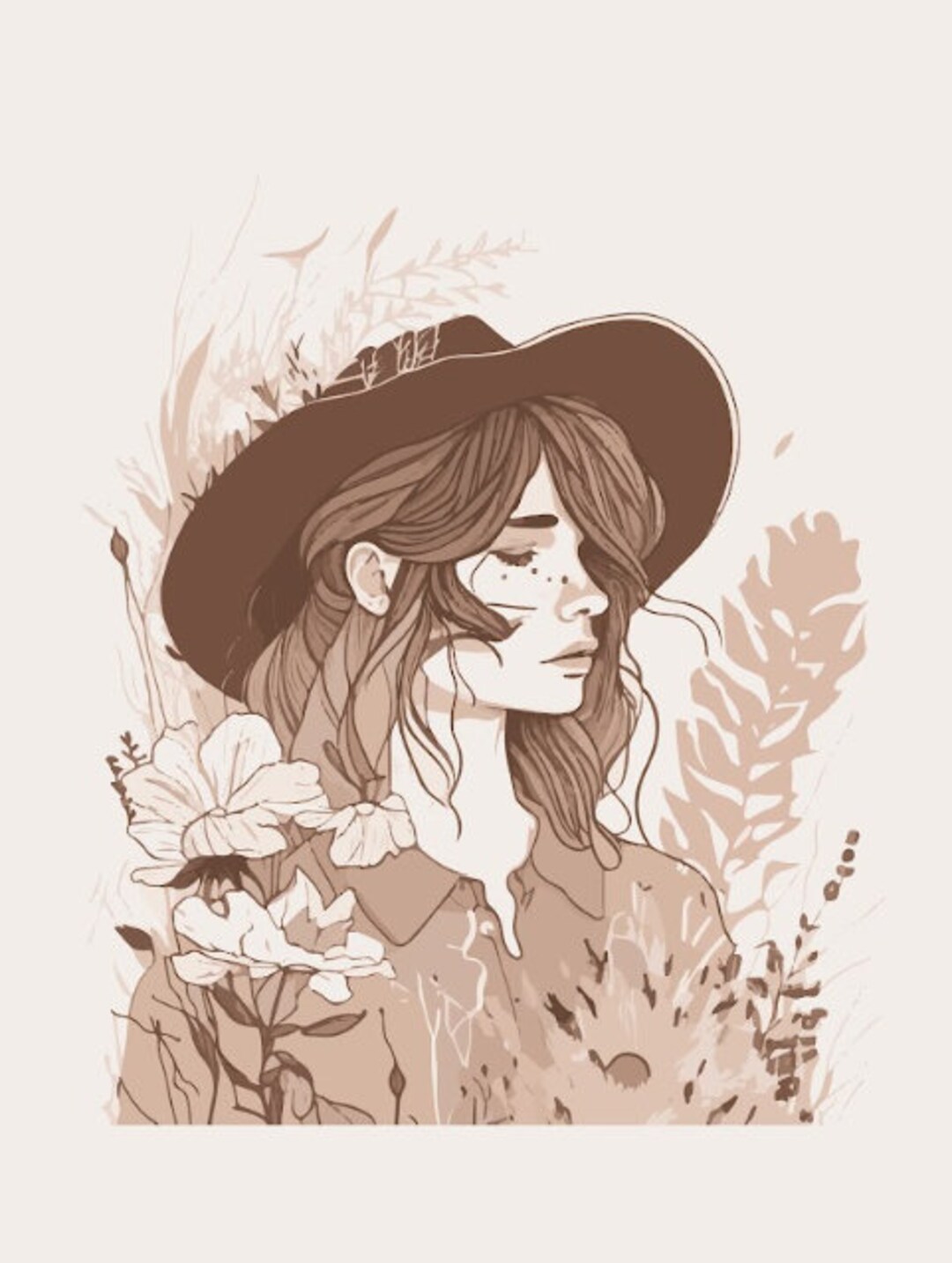 Printable Artistic Character Boho Art | Aesthetic Decor DIGITAL ...