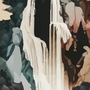 Printable Watercolour Landscape Waterfall Art | Aesthetic Decor DIGITAL ...