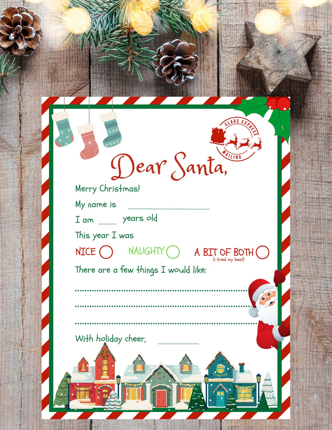 Letter to Santa / Santa Letter / Kids Letter to Santa / Dear Santa ...