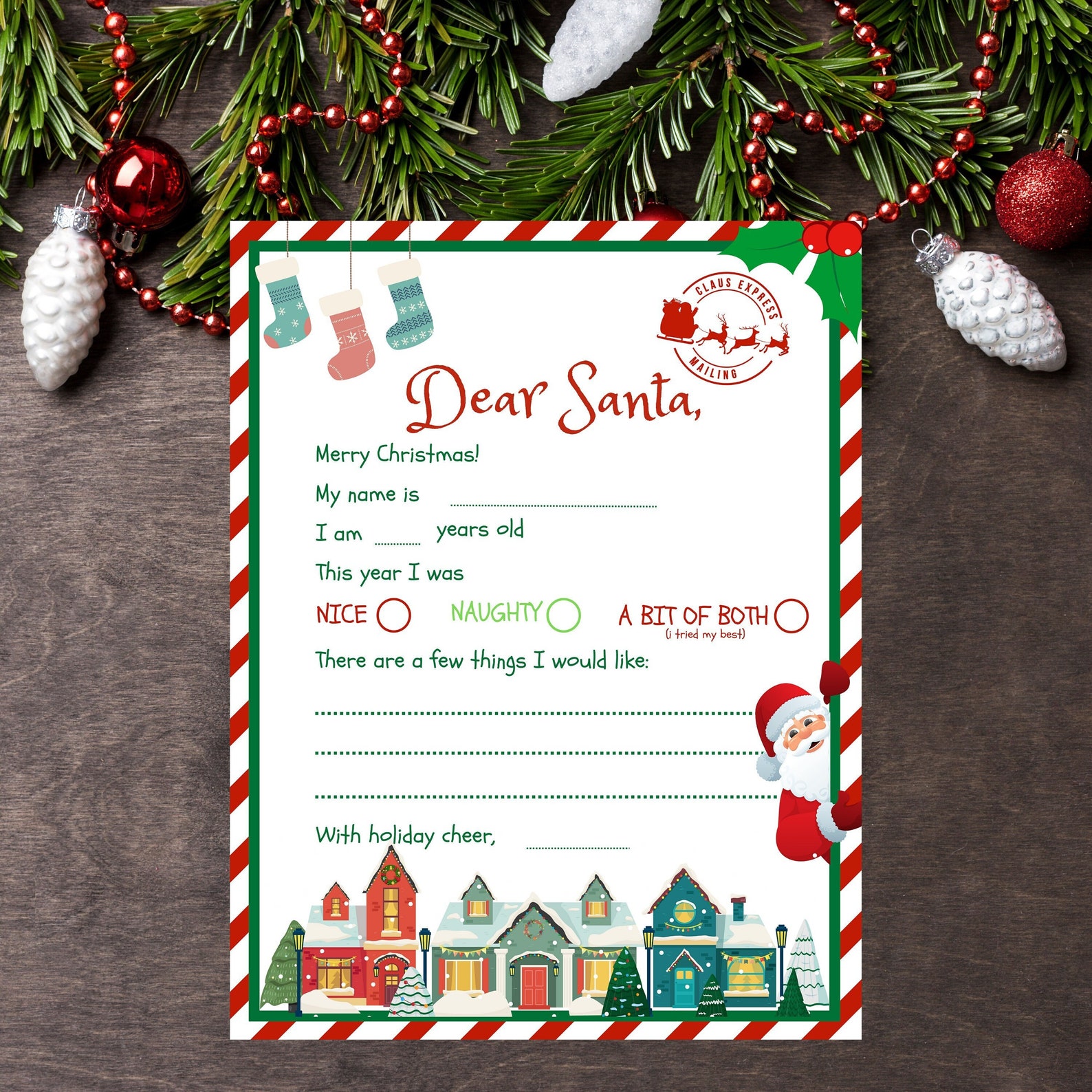 Letter to Santa / Santa Letter / Kids Letter to Santa / Dear Santa ...