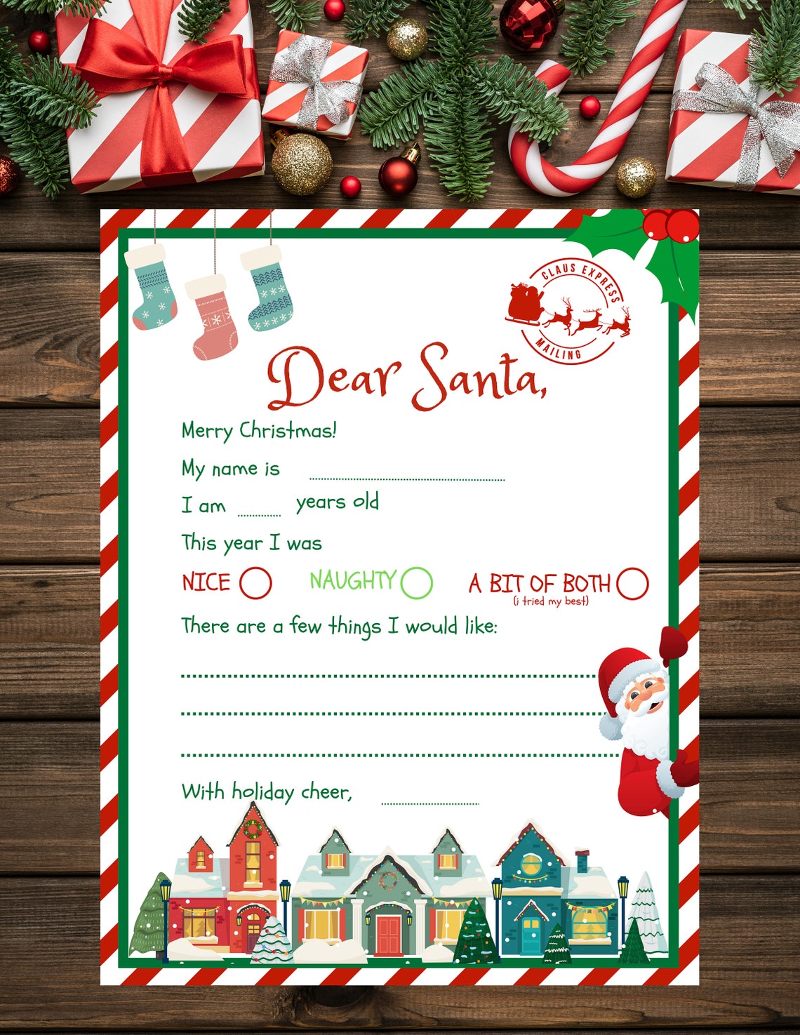 Letter to Santa / Santa Letter / Kids Letter to Santa / Dear Santa ...