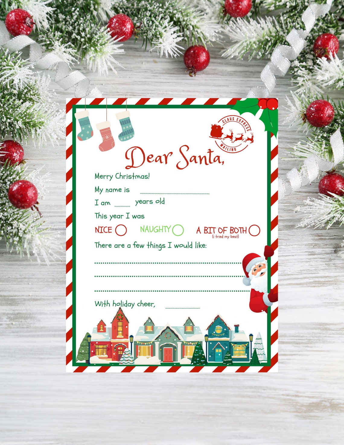 Letter to Santa / Santa Letter / Kids Letter to Santa / Dear Santa ...