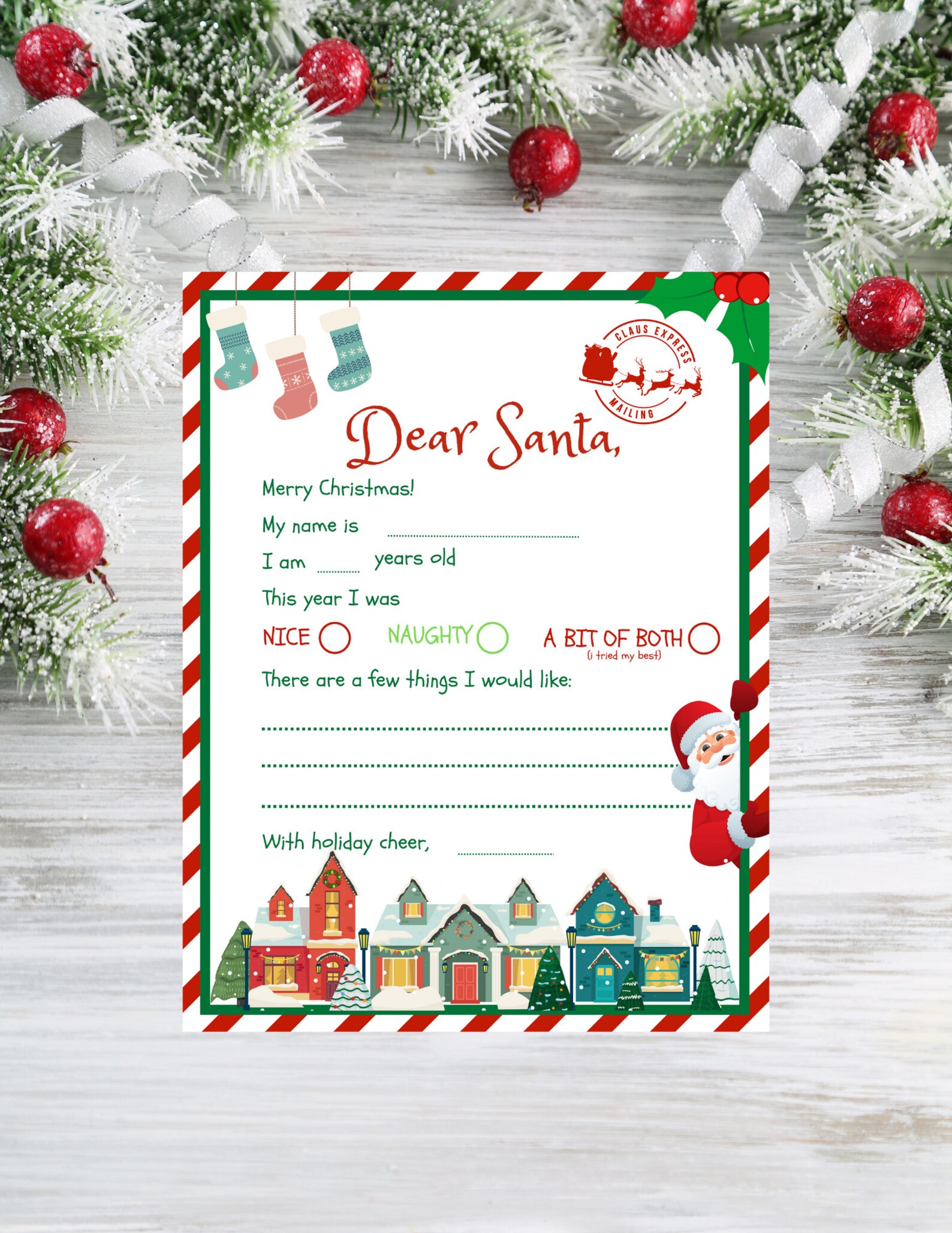 Letter to Santa / Santa Letter / Kids Letter to Santa / Dear Santa ...
