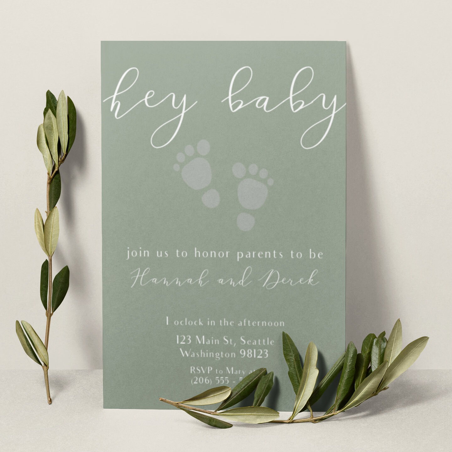 Blank Neutral Baby Shower Invitations