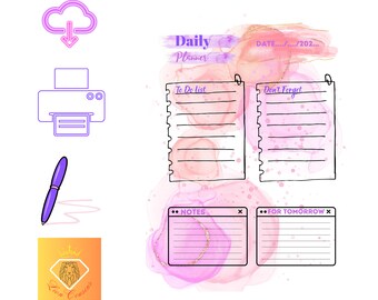Printable Daily Planner Two Pages - Etsy