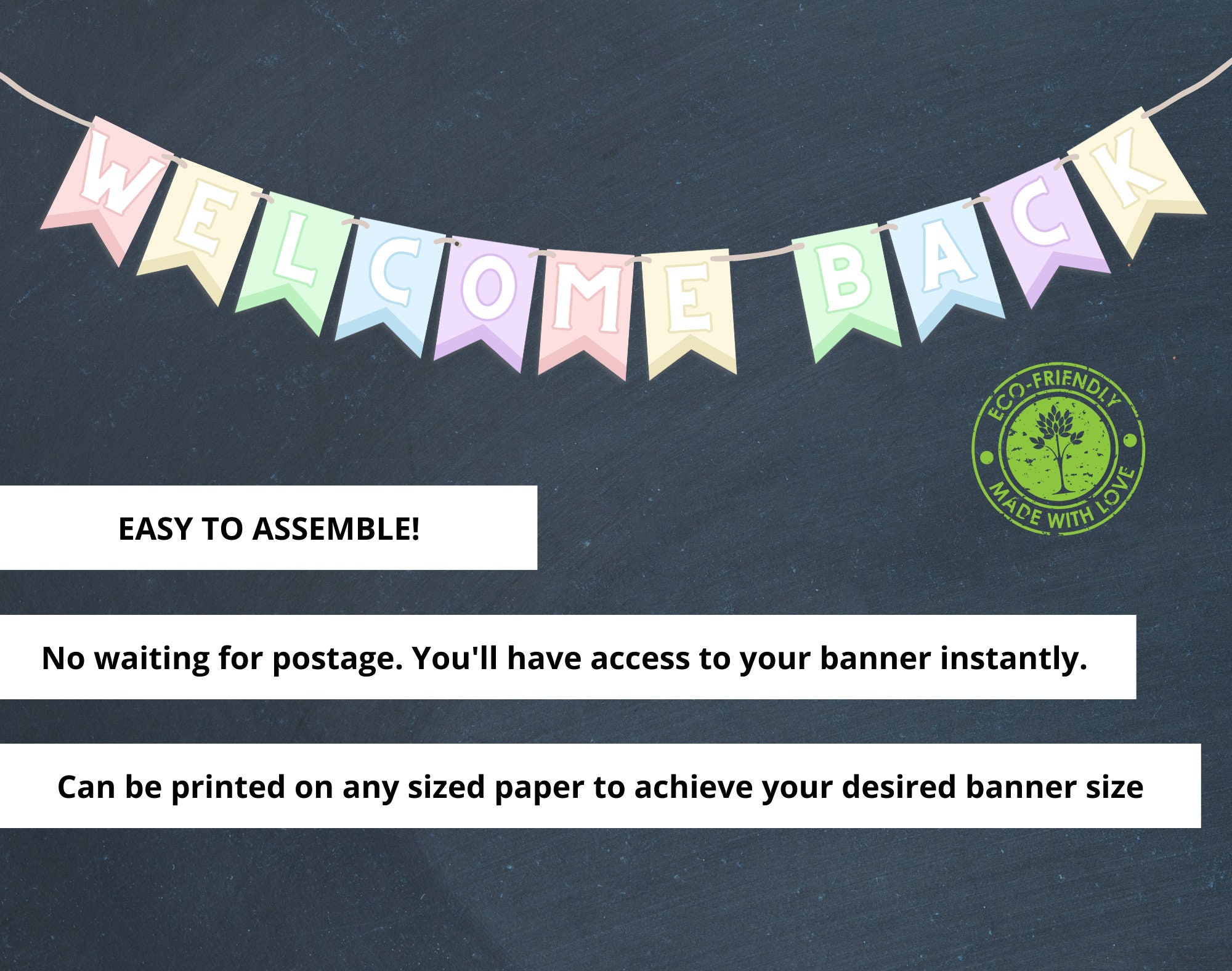 Welcome Back Banner, Printable Banner, Printable Party Supplies ...