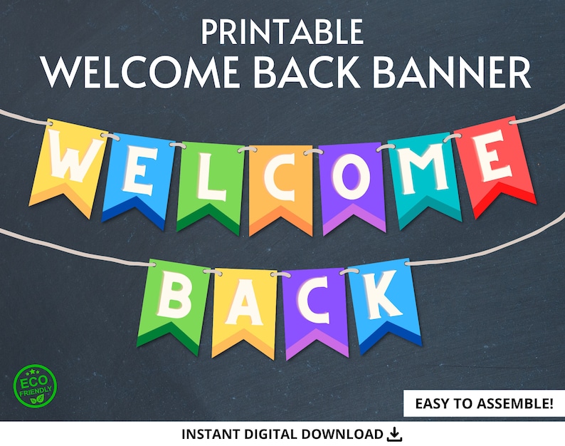 Welcome Back Banner, Printable Welcome Back Banner, Printable Banner - Etsy