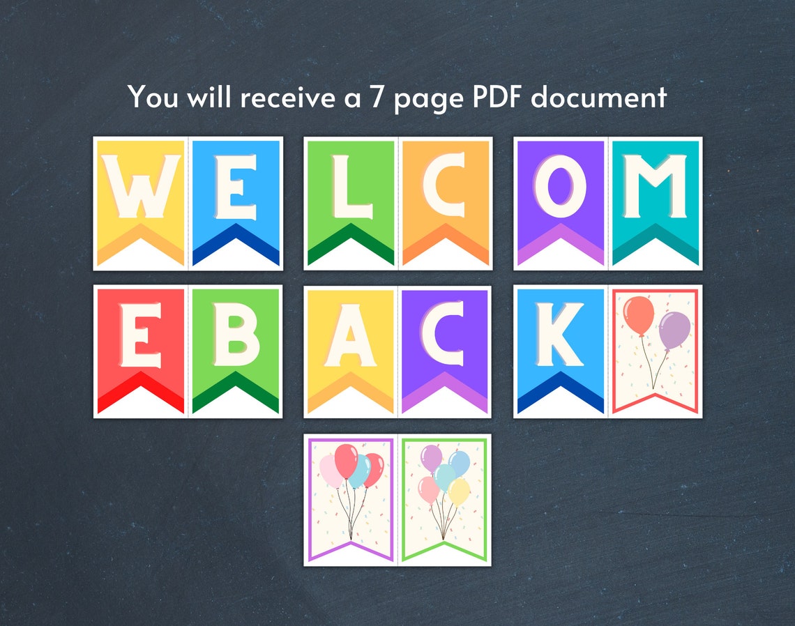 Welcome Back Banner, Printable Welcome Back Banner, Printable Banner - Etsy