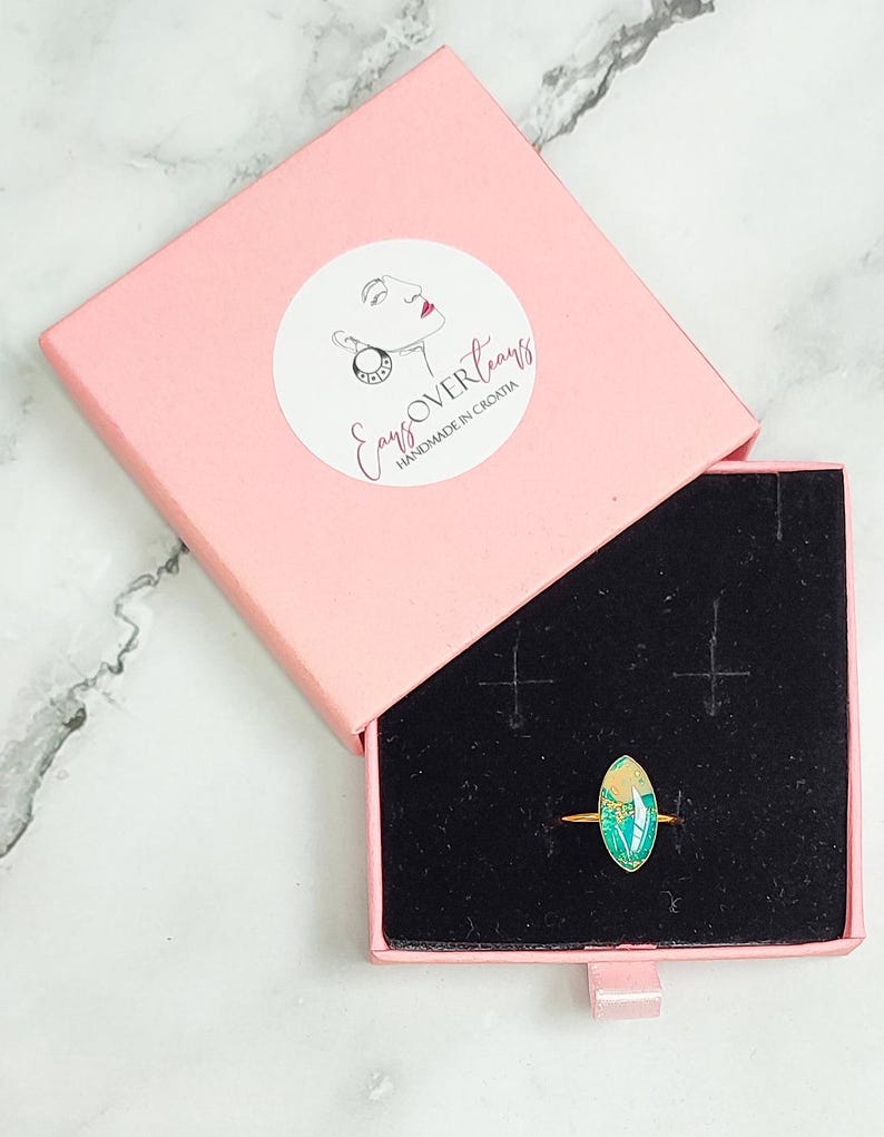 Delicate Statement Almond Shape Ring, Handmade, Stainless Steel ...